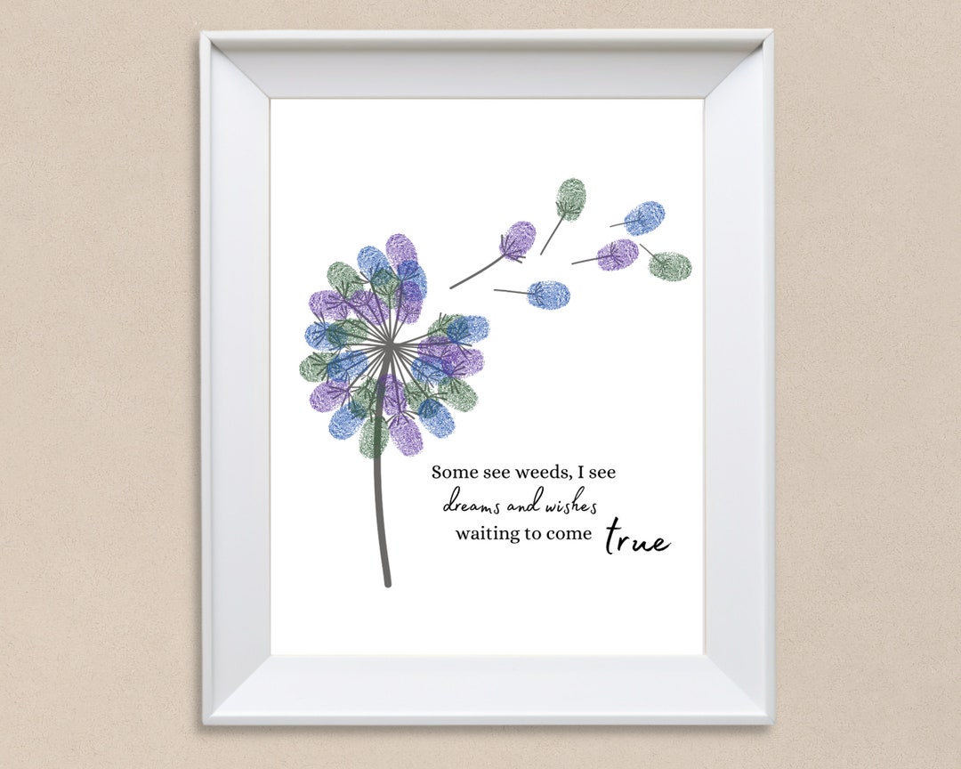 Fingerprint Art Dandelion Wishes Handprint Craft Project, Inspirational ...