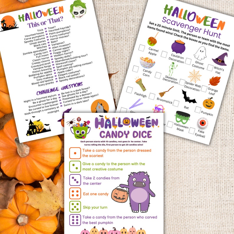 Halloween Game Bundle, Halloween Printable Game for Kids and Adults ...