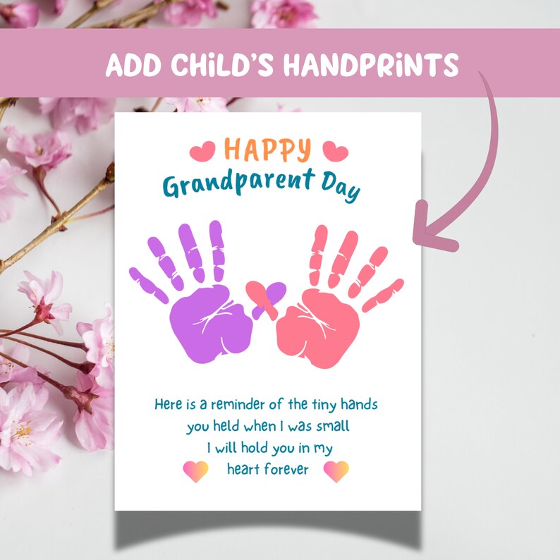 Grandparent's Day Handprint Art, Preschool Handprint Craft Activity for ...