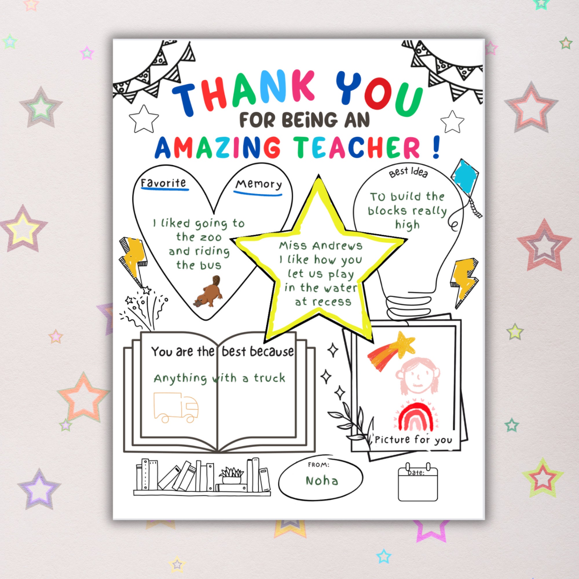 Teacher Appreciation Gift Thank You Coloring Page. Preschool, School ...