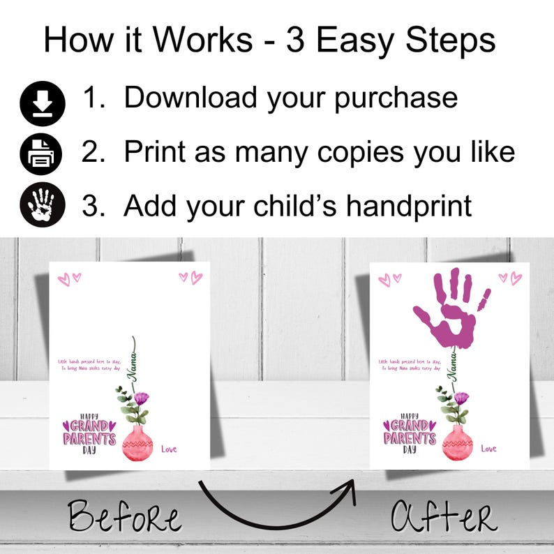 Nana Handprint Craft, Flower Grandparent's Handprint Gift, Poem for ...