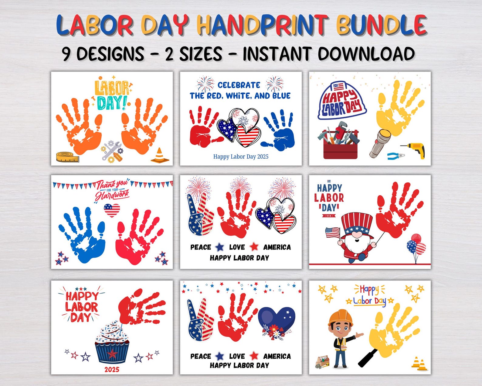 Labor Day Handprint Craft, Handprint Art, Printable Activity for Babies ...