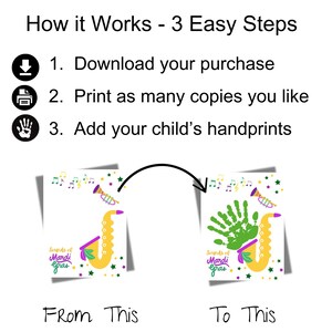 Mardi Gras Handprint Craft, Mardi Gras Handprint Art, Printable ...