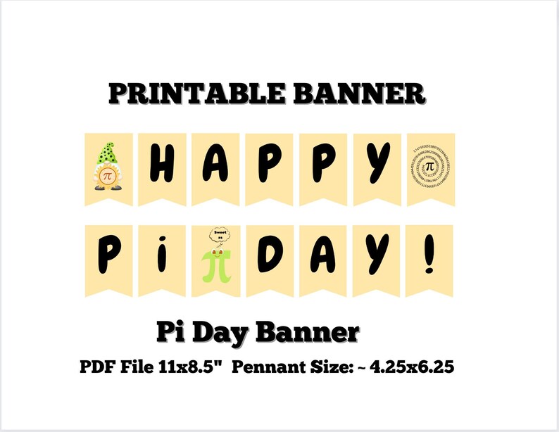 Pi Day Printable Banner, Pi Day Classroom Party Banner, Happy Pi Day ...