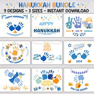 Hanukkah Handprint Art Bundle, Handprint Craft, Printable Activity for ...