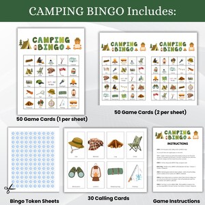Camping Bingo Game, 50 Printable Camping Bingo Cards, Camping Party ...
