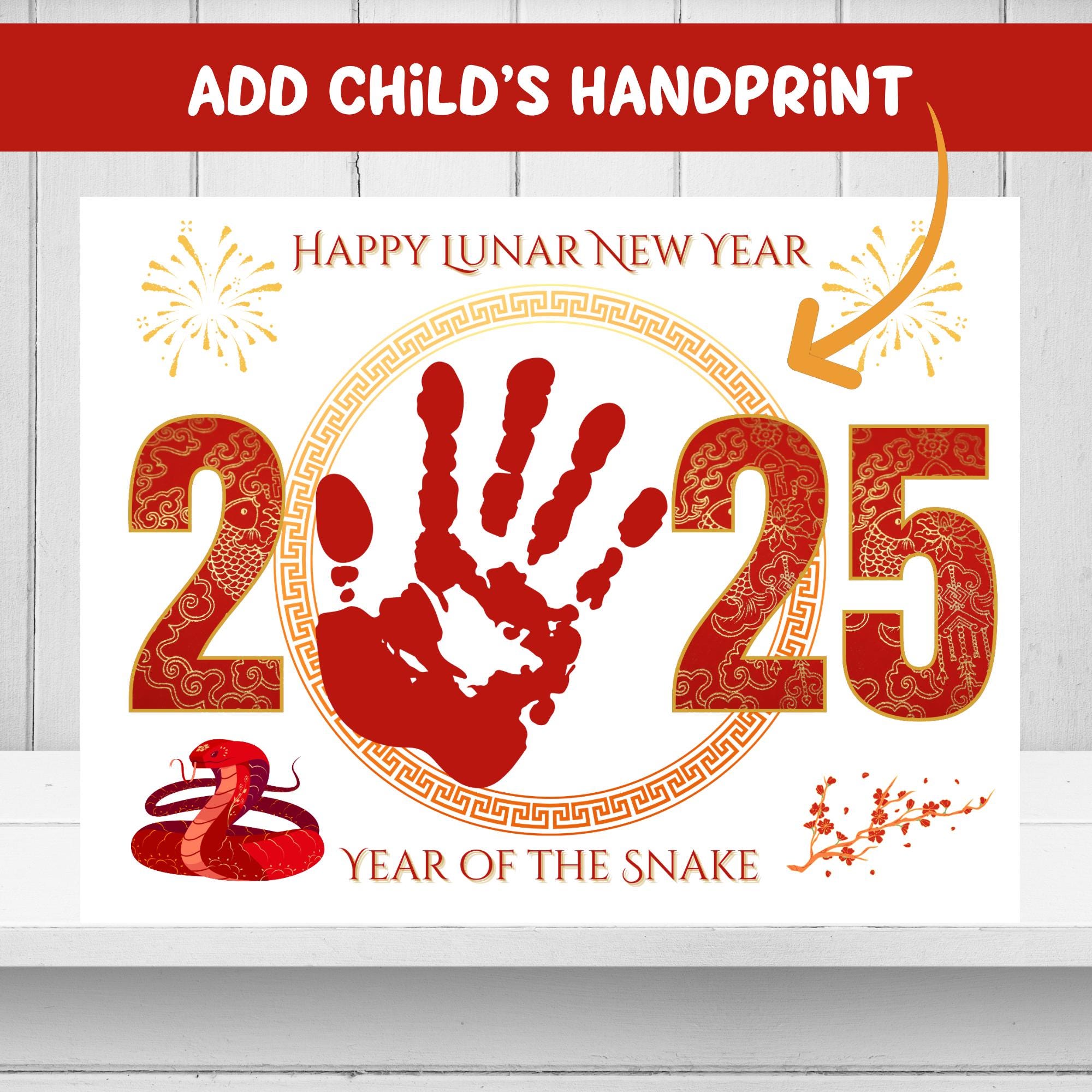 Lunar New Year 2025 Handprint Craft, Year of the Snake Handprint Art ...