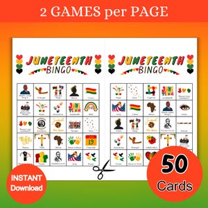 Juneteenth Bingo Game, 50 Printable Bingo Cards, Freedom Day Juneteenth ...