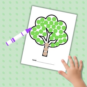Earth Day Dot Marker Coloring Page for Preschoolers. Earth Day Tree ...