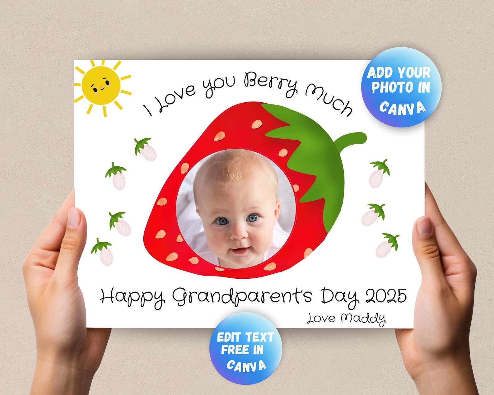 Grandparent's Day Fingerprint Craft With Child's Photo, Gift for ...
