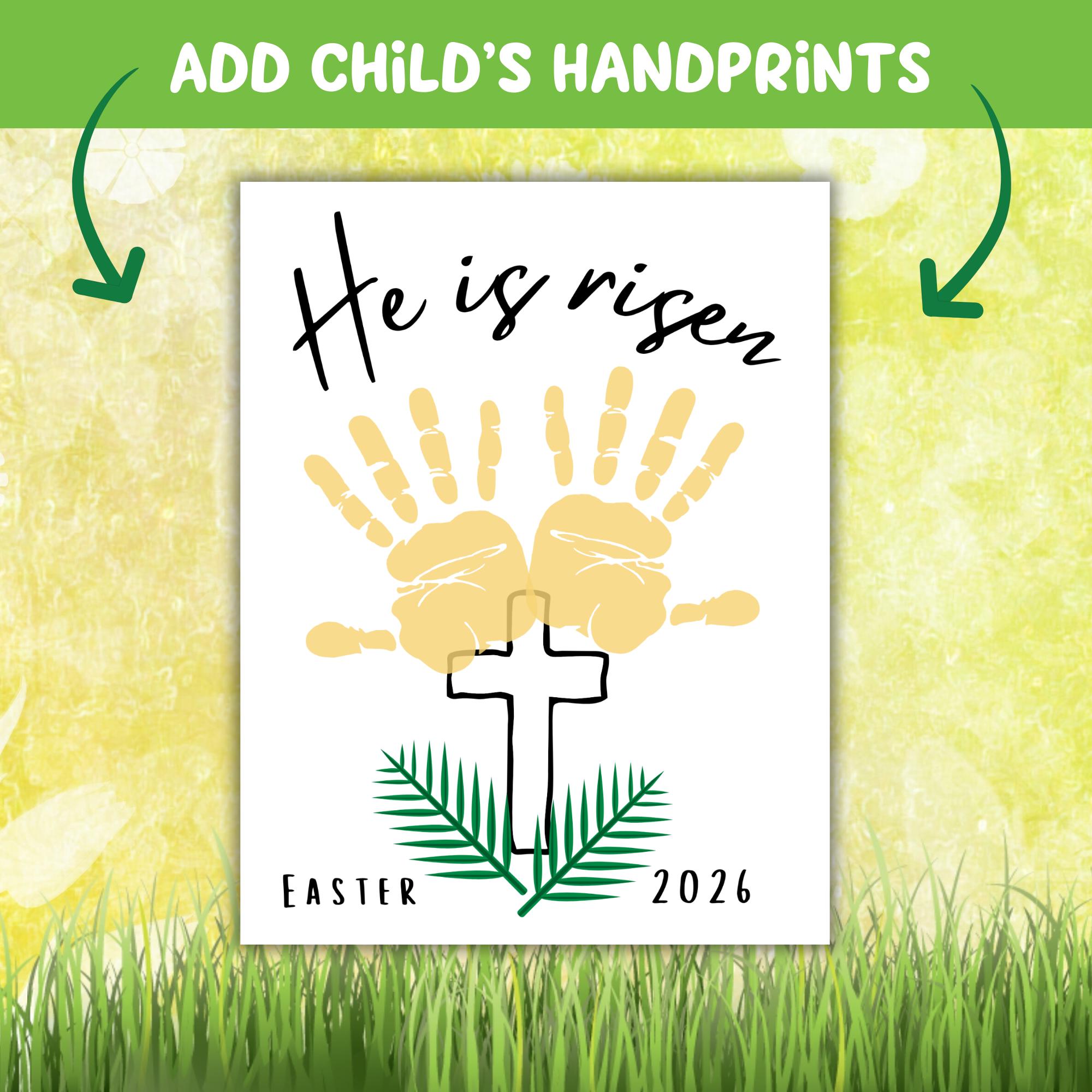 Easter Handprint Art, He is Risen Easter Craft, Easter Gift Memory ...