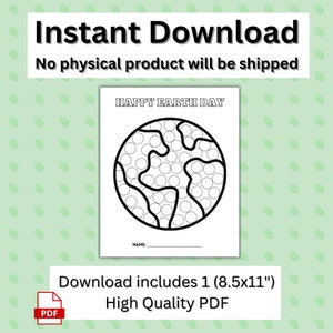 Earth Day Dot Marker Coloring Page for Preschoolers. Earth Day Earth ...