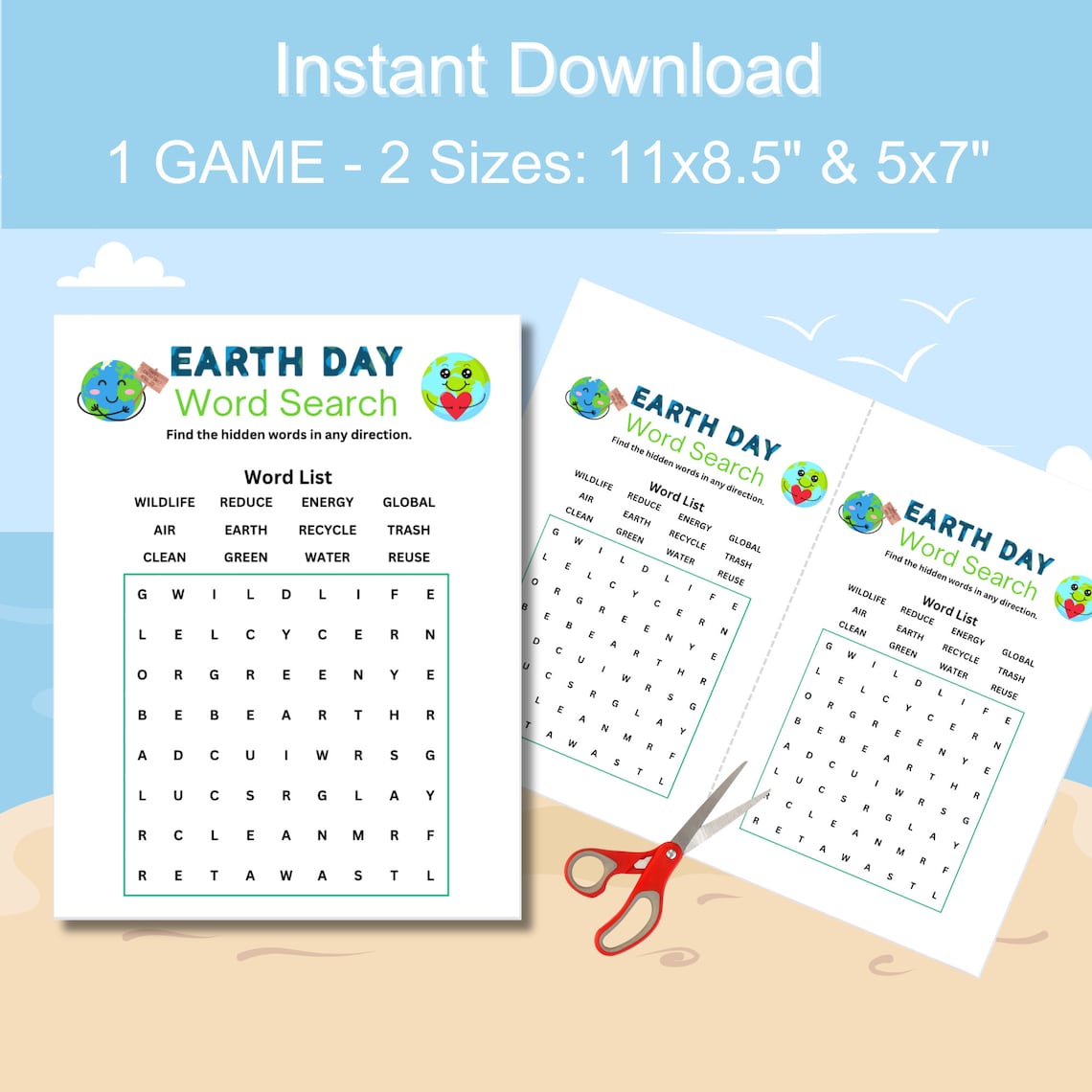 Earth Day Word Search, Earth Day Game, Classroom Activity, Family Game ...