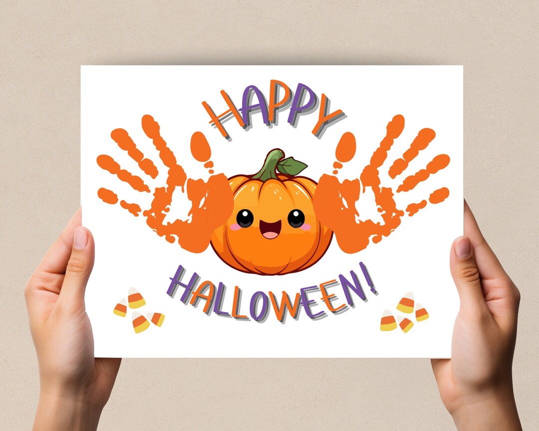 Halloween Handprint Art, Handprint Craft, Happy Halloween Preschool ...