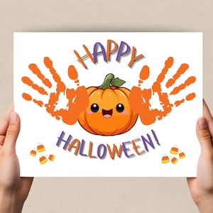 Halloween Handprint Art, Handprint Craft, Happy Halloween Preschool ...