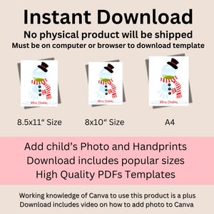 Christmas Handprint Art, Photo Craft, Preschool Activity, Toddler ...