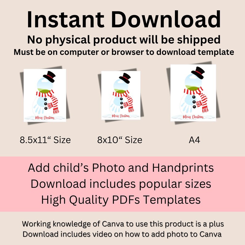 Christmas Handprint Art, Photo Craft, Preschool Activity, Toddler ...