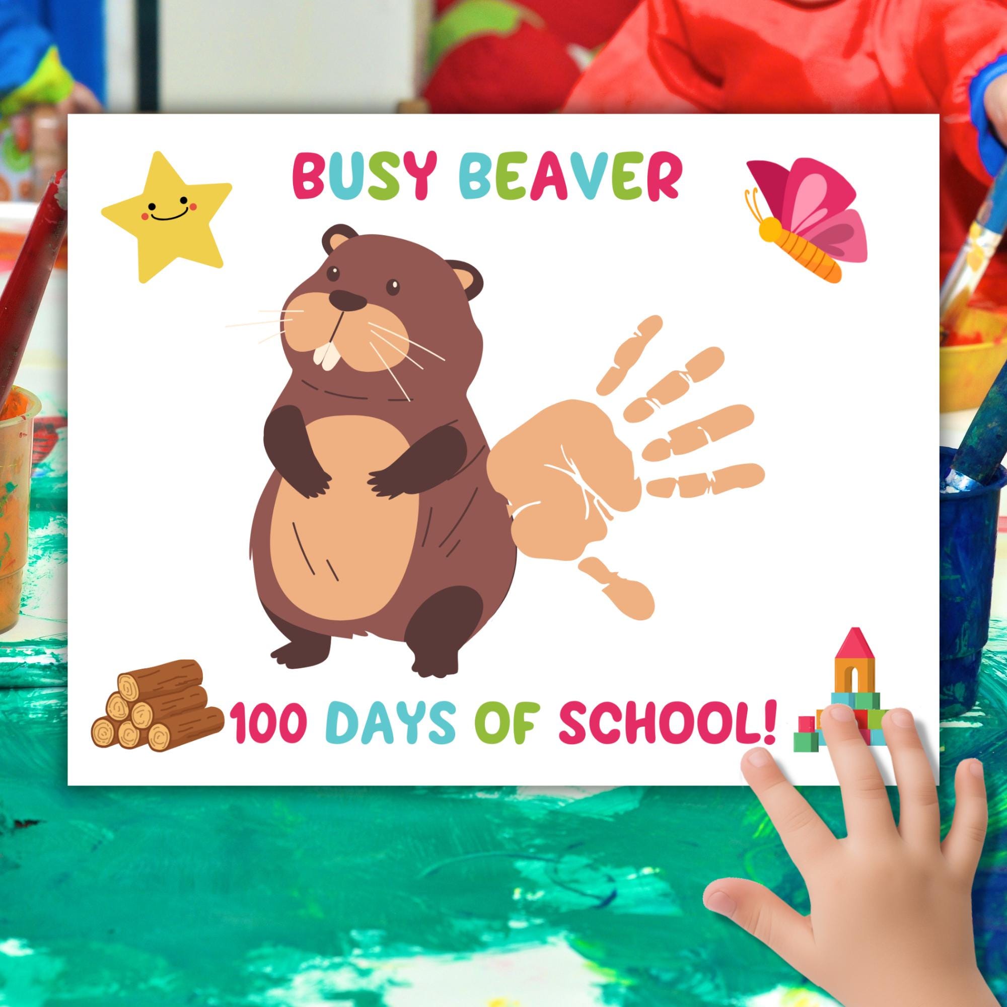 100 Days of School Handprint Craft, Handprint Art, Busy Beaver ...
