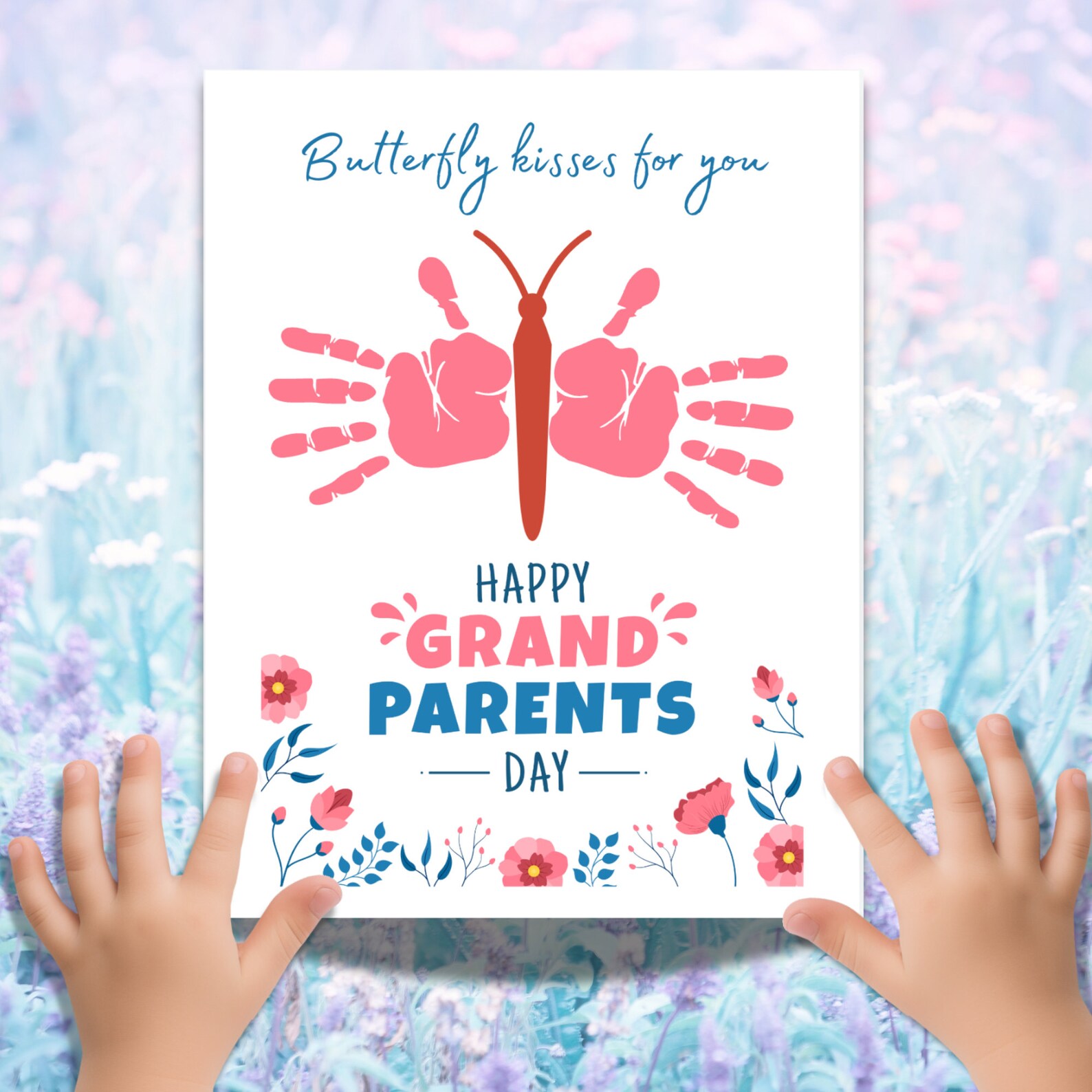 Grandparent Day Handprint Art, Preschool Handprint Craft Activity for ...