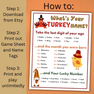 What's Your Turkey Name, Office Party Game, Thanksgiving Game ...