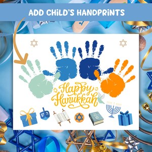 Hanukkah Handprint Craft, Handprint Art, Daycare Craft Happy Hanukkah ...