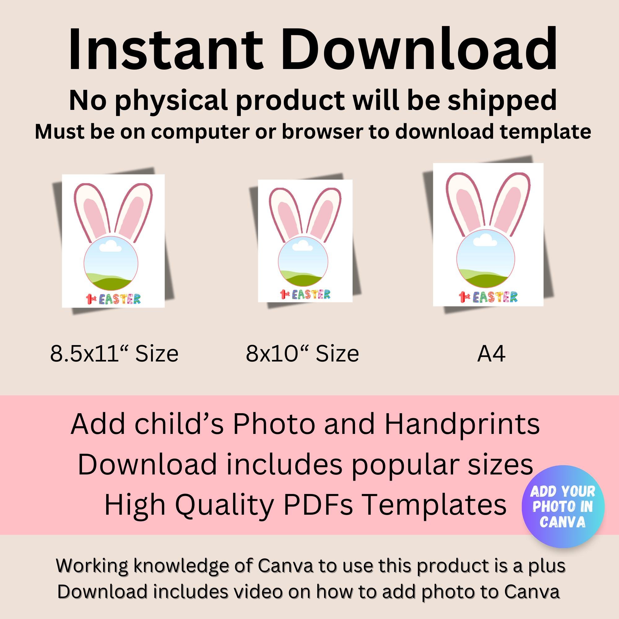 Easter Bunny Footprint Craft, Easter Photo Baby First Easter, Handprint ...