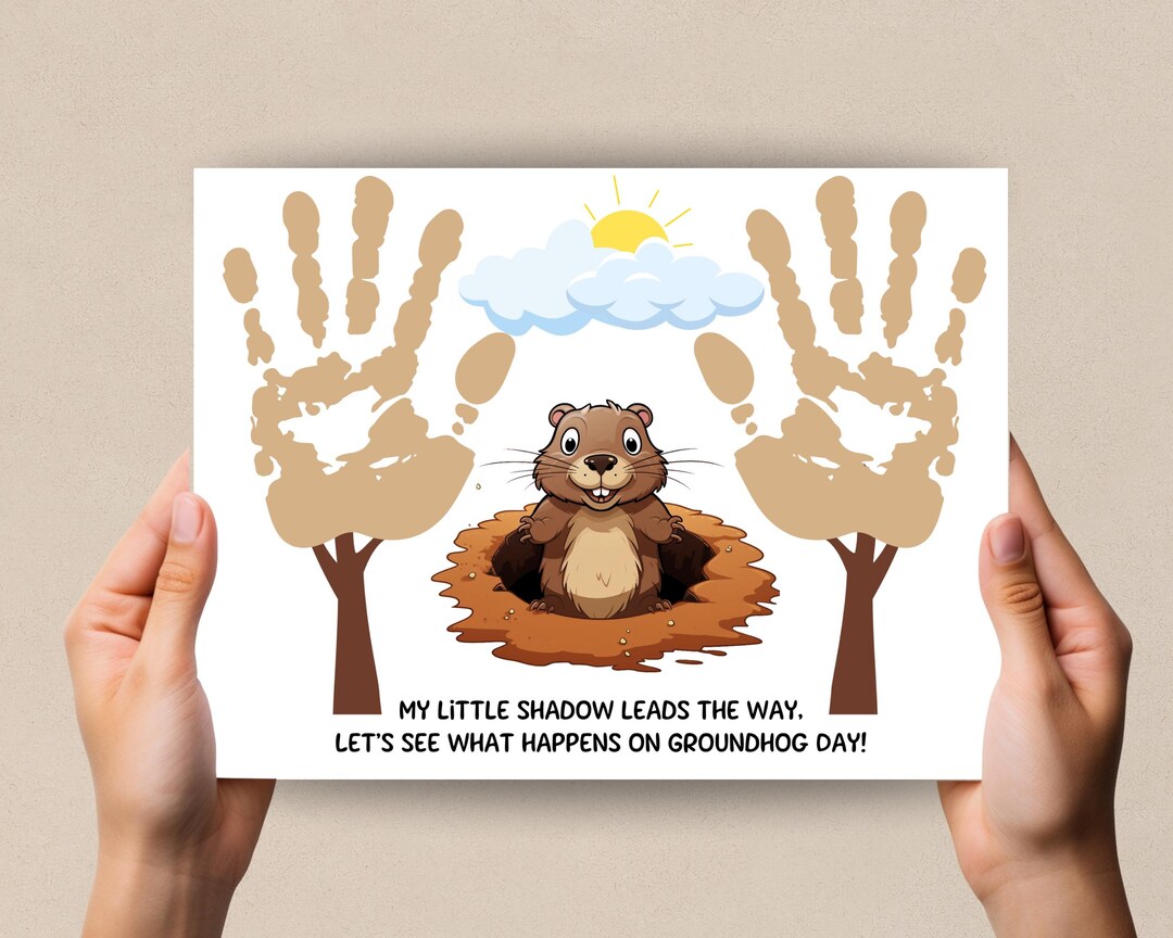 Groundhog Day Handprint Craft, Winter Handprint Keepsake, Groundhog Day ...