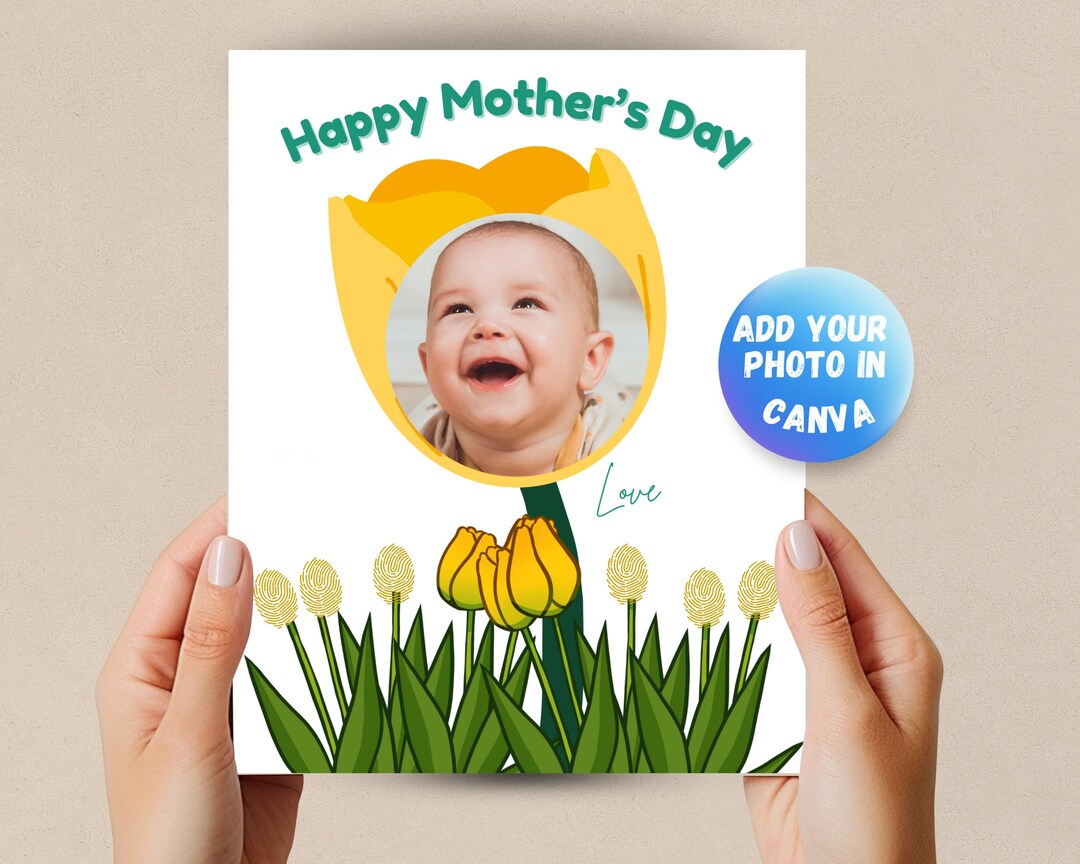 Mother’s Day Fingerprint Craft, Photo Craft Thumbprint Tulip Design ...