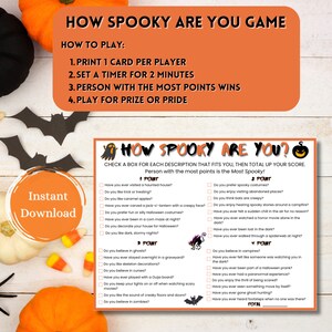 Halloween Game, How Spooky Are You ? Printable Game for Adults, Fall ...