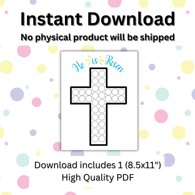 Easter Dot Marker Coloring Page for Preschoolers. Easter Cross Activity ...