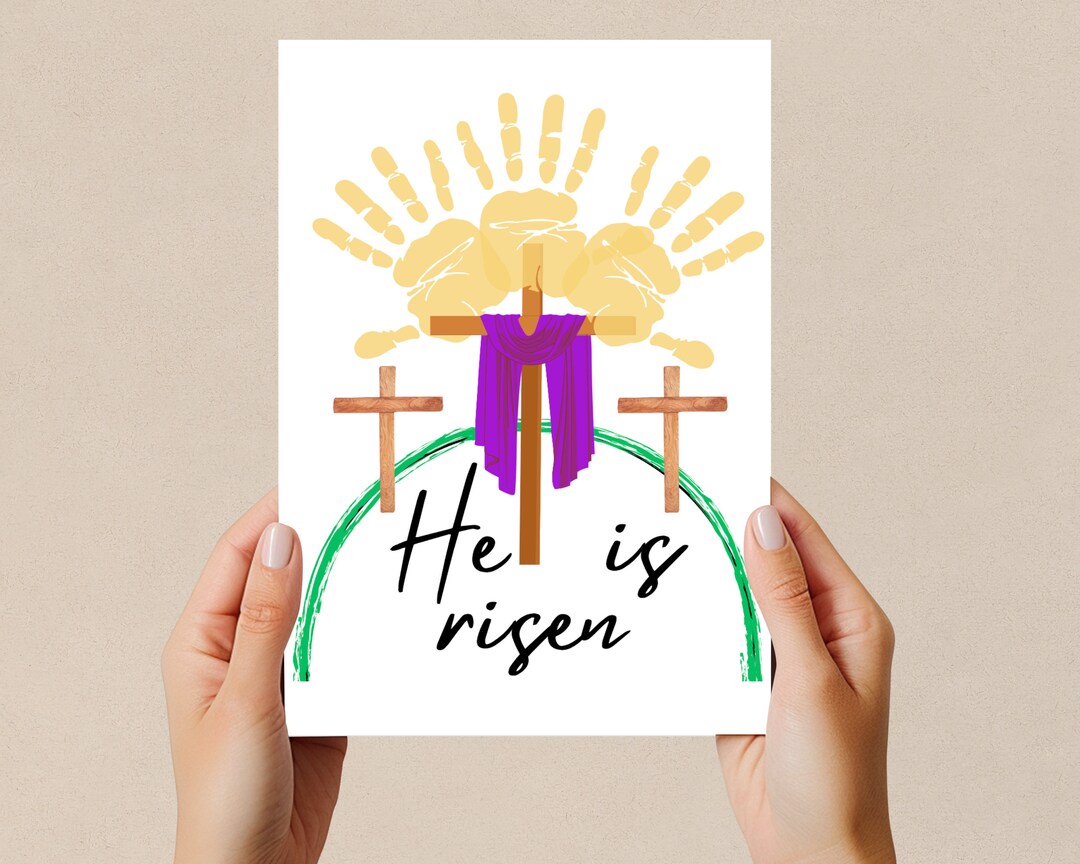 Easter Handprint Art, He Has Risen Craft, Easter Gift Memory Keepsake ...