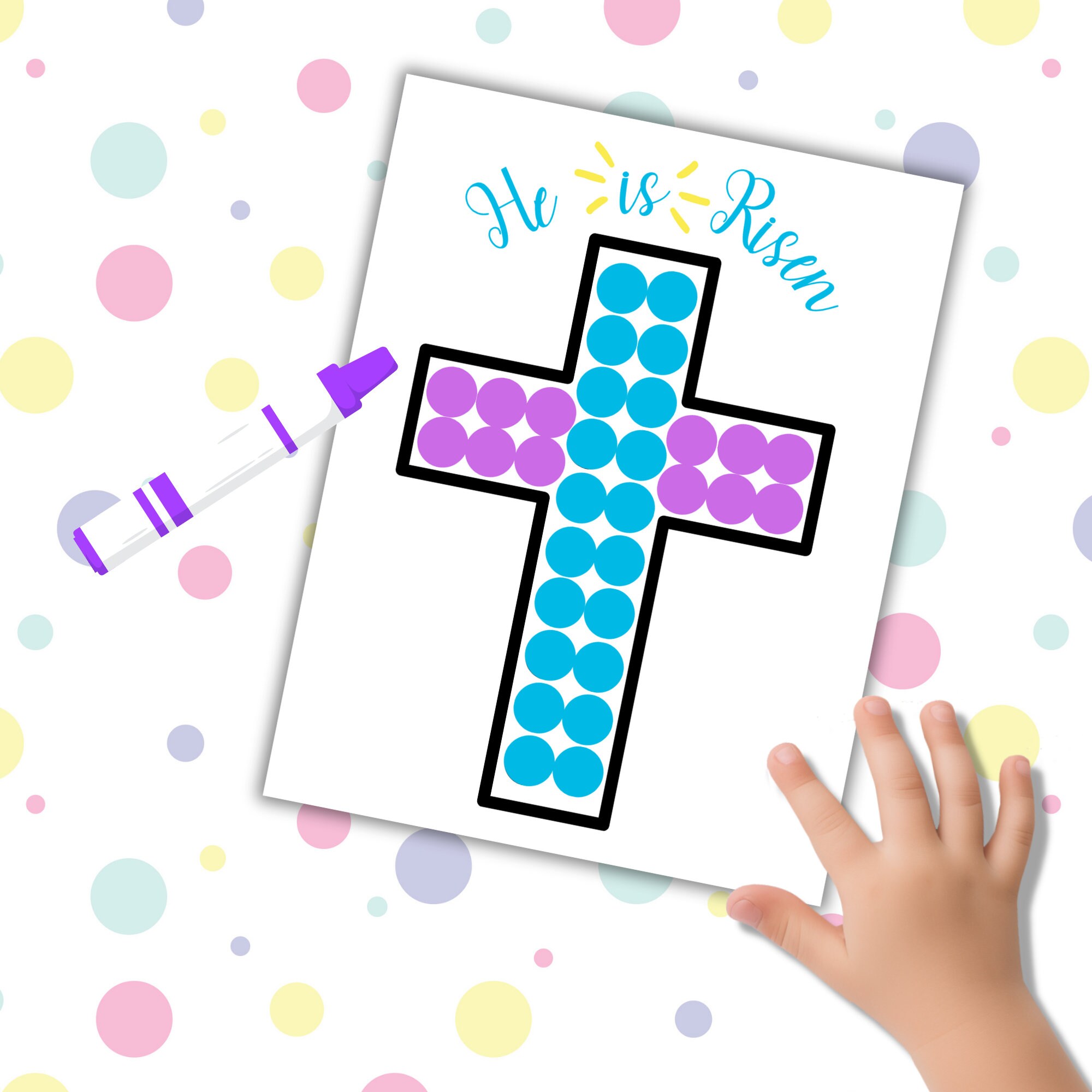 Easter Dot Marker Coloring Page for Preschoolers. Easter Cross Activity ...