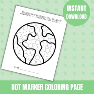 Earth Day Dot Marker Coloring Page for Preschoolers. Earth Day Earth ...