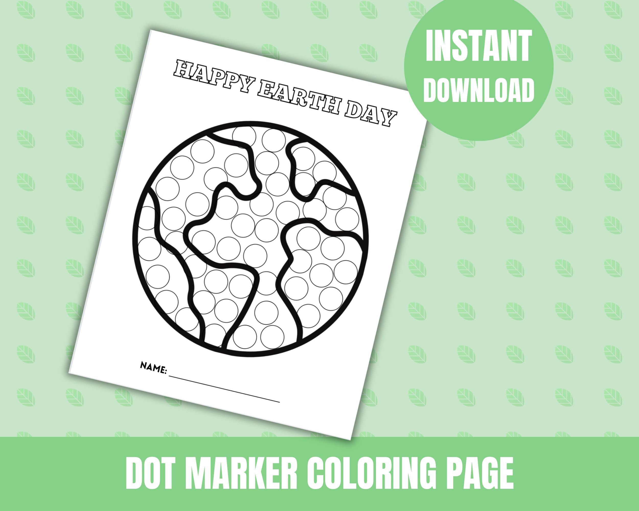 Earth Day Dot Marker Coloring Page for Preschoolers. Earth Day Earth ...