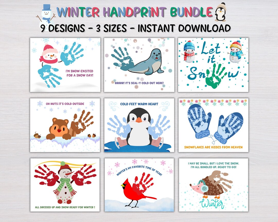 Winter Handprint Craft Bundle, Handprint Art, Printable Activity for ...