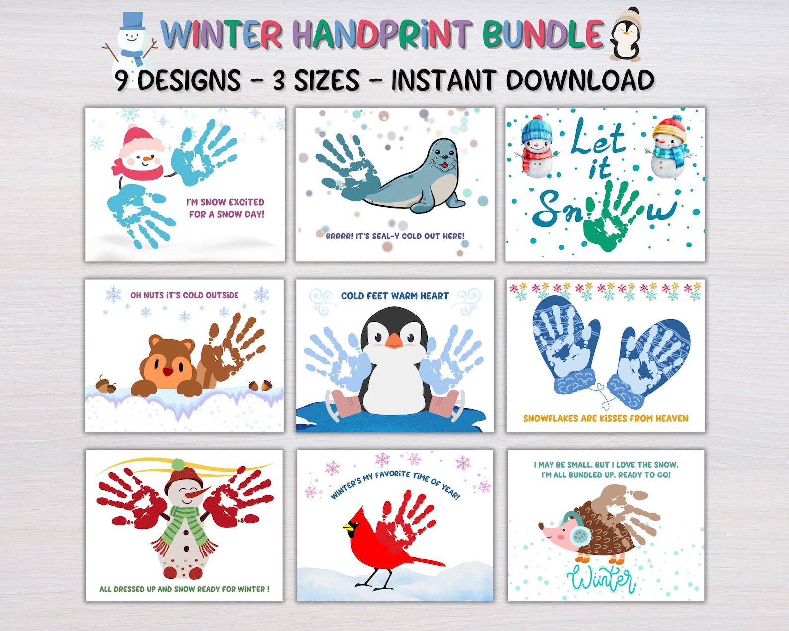 Winter Handprint Craft Bundle, Handprint Art, Printable Activity for ...