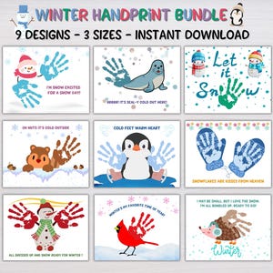 Winter Handprint Craft Bundle, Handprint Art, Printable Activity for ...