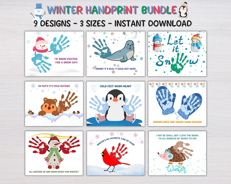 Winter Handprint Craft Bundle, Handprint Art, Printable Activity for ...