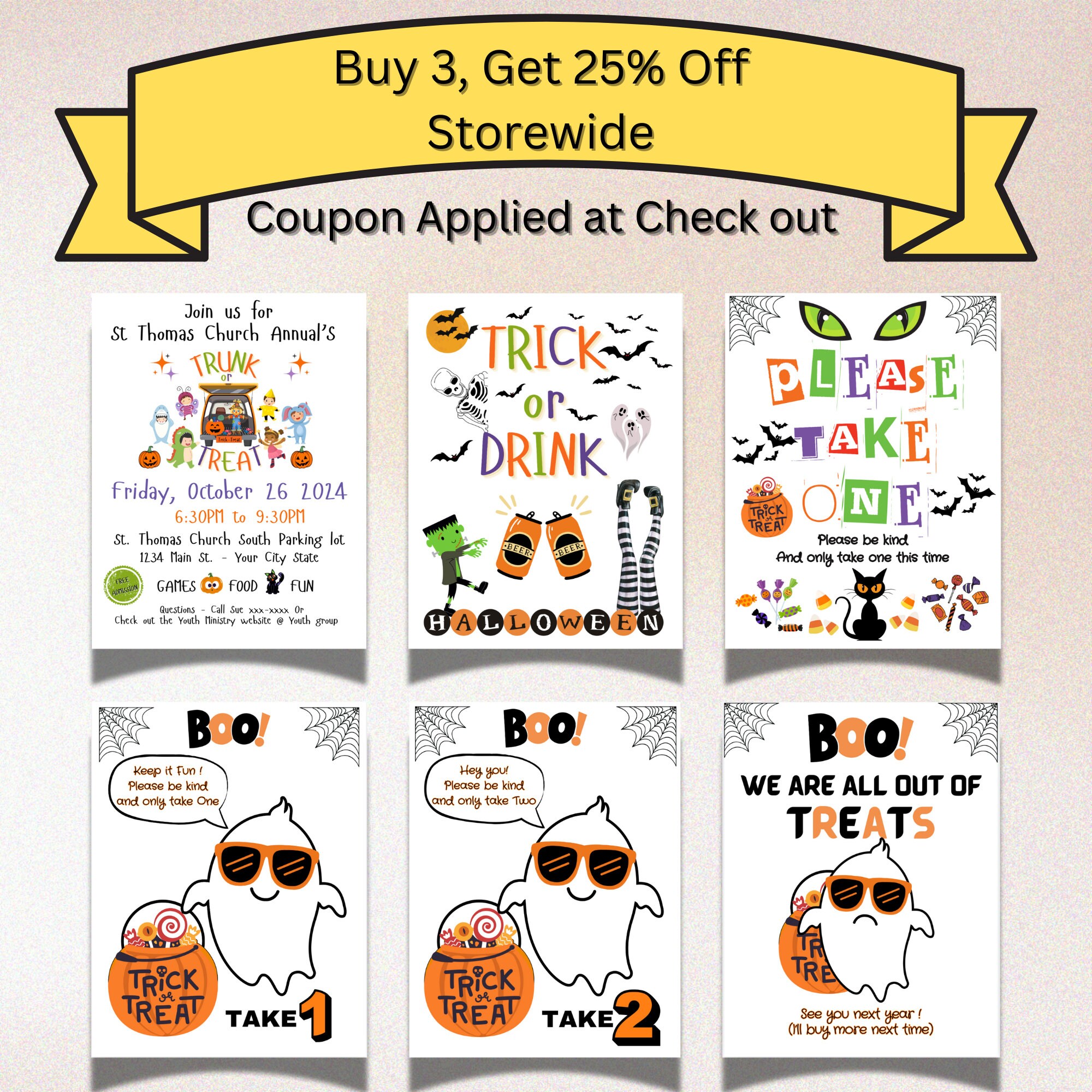 Halloween Candy Sign, "please Take Two" Sign, Halloween Printable ...