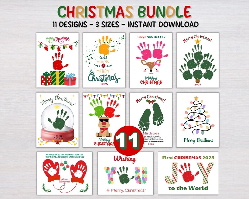 Christmas Handprint Craft Bundle, Christmas Handprint Art, Printable ...
