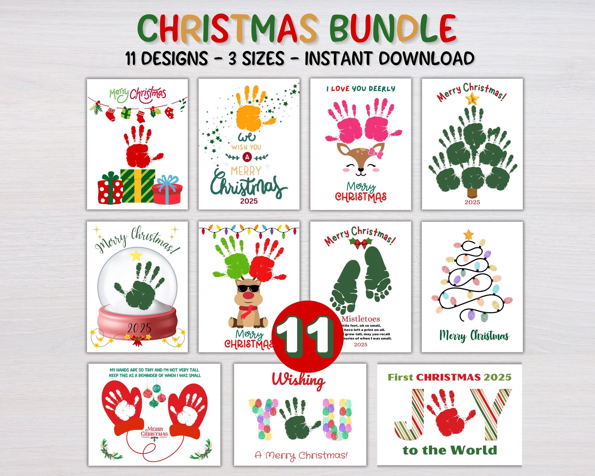 Christmas Handprint Craft Bundle, Christmas Handprint Art, Printable ...