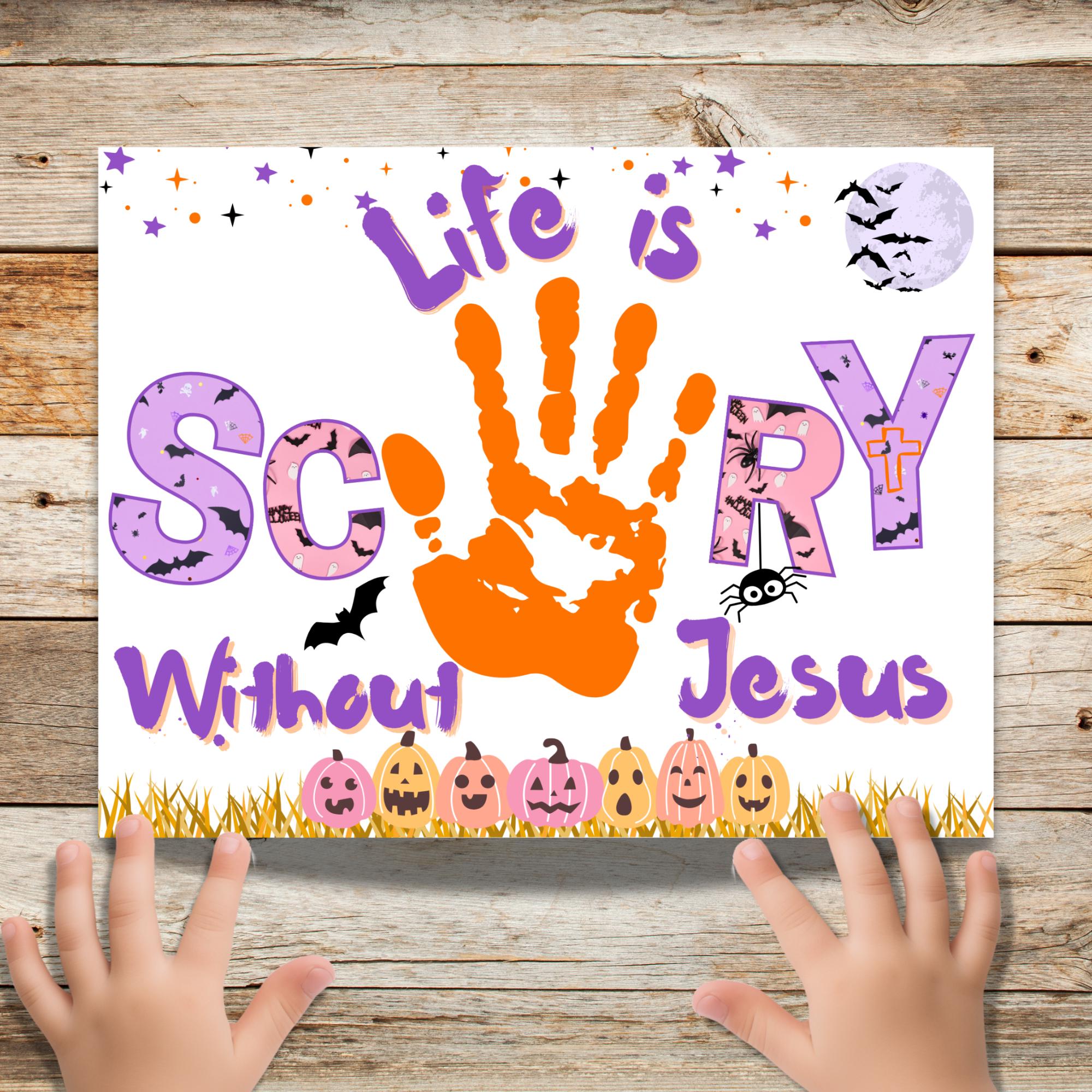 Halloween Christian Handprint Craft, Handprint Art, Preschool Activity ...