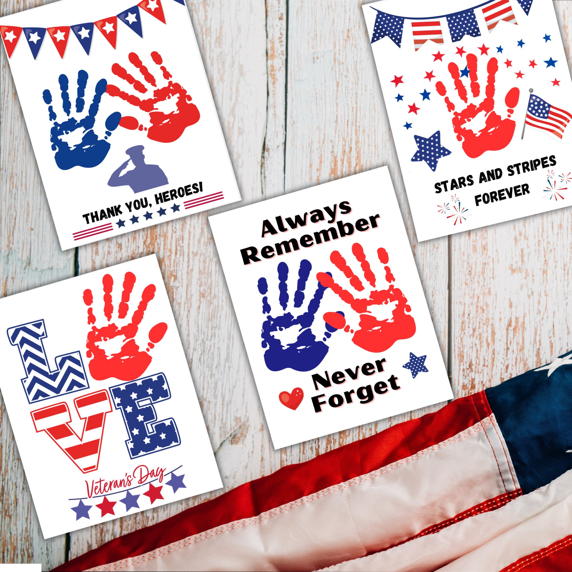 Veterans Day Handprint Art Bundle, Veterans Day Handprint Craft ...