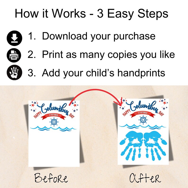 Columbus Day Handprint Craft, Handprint Art Bundle, Toddler Footprint ...