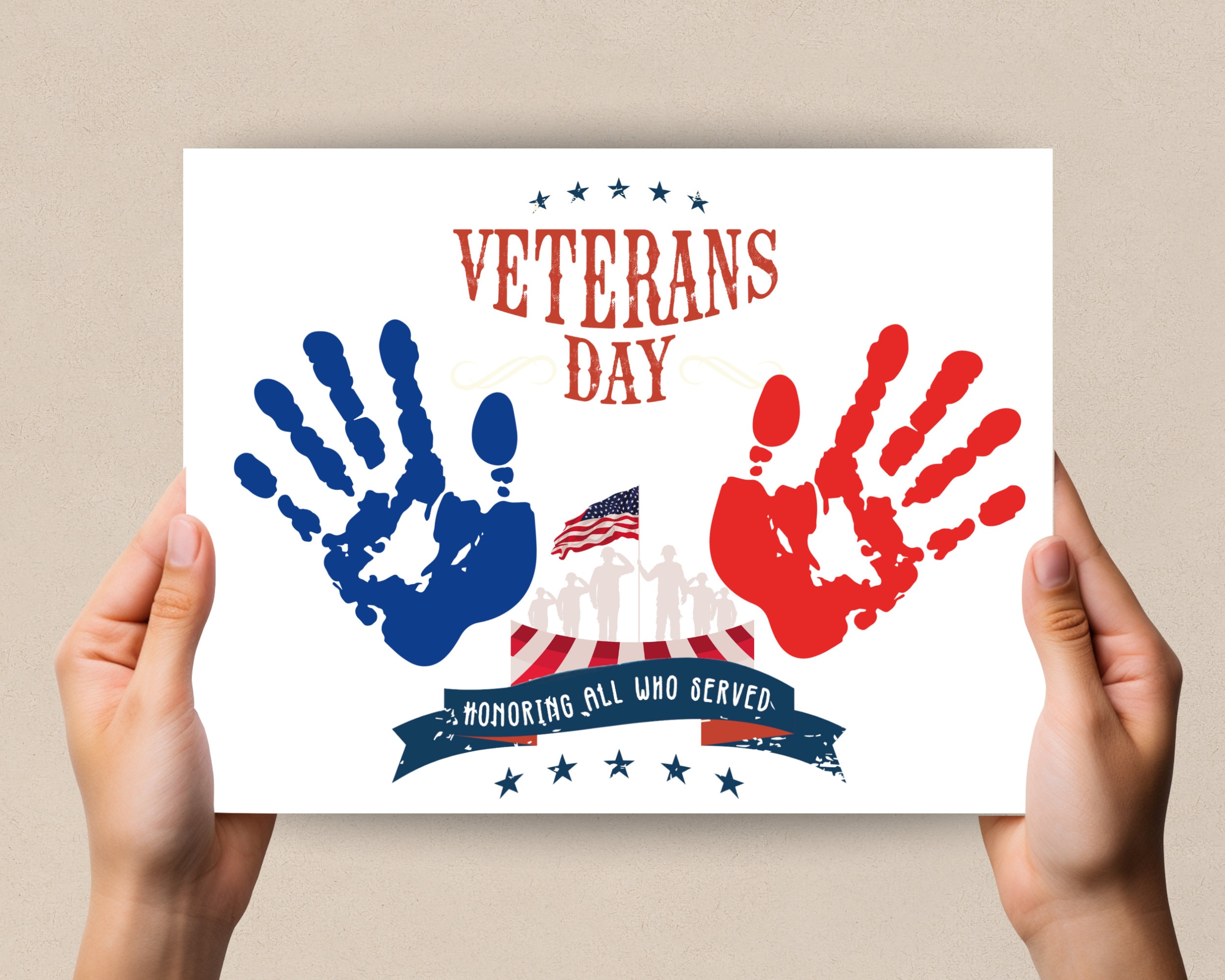Veterans Day Handprint Art, Veterans Day Handprint Craft, Honoring All ...