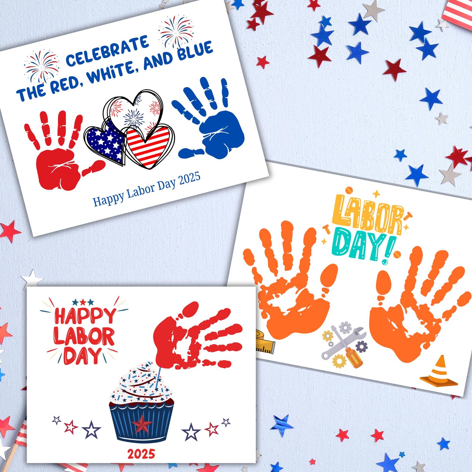 Labor Day Handprint Craft, Handprint Art, Printable Activity for Babies ...