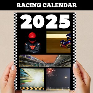 2025 Racing Calendar Photo Collage, Monthly Calendar Plus Cover Page ...