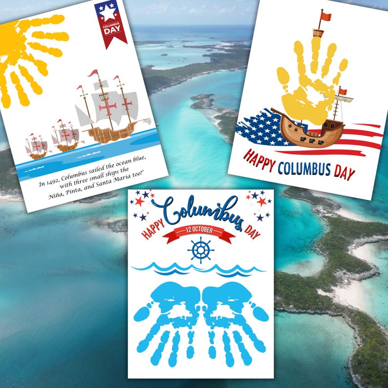 Columbus Day Handprint Craft, Handprint Art Bundle, Toddler Footprint ...