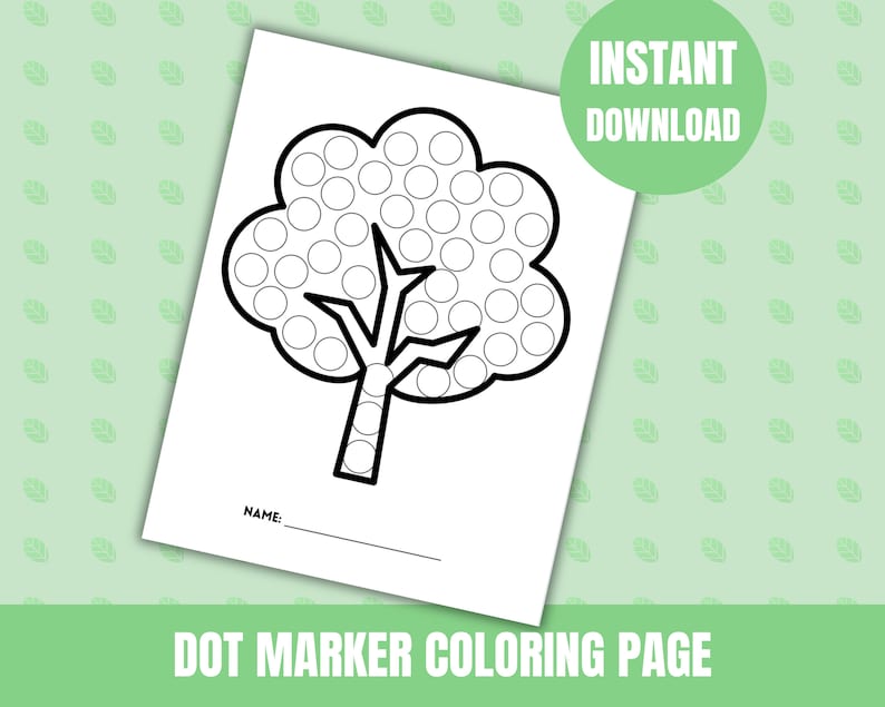 Earth Day Dot Marker Coloring Page for Preschoolers. Earth Day Tree ...