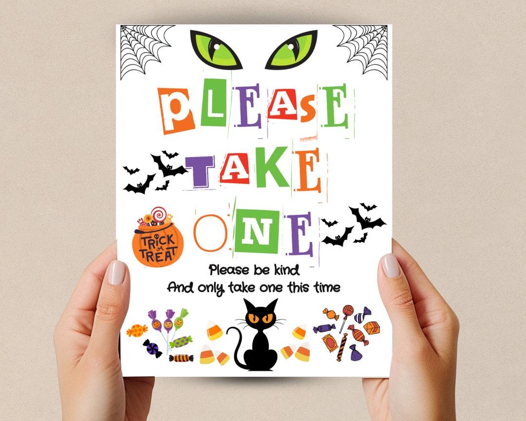 Halloween Candy Sign, "please Take One" Sign, Halloween Decor ...